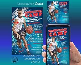 BASKETBALL FLYER TEMPLATE, Night Edition, Training Template, Editable ...
