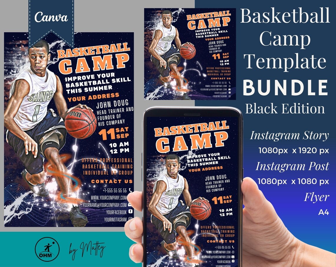 BASKETBALL FLYER TEMPLATE Night Edition Training Template - Etsy
