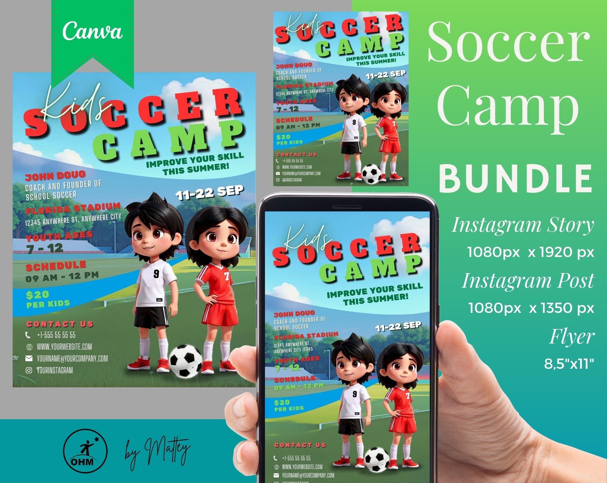 Kids Soccer Camp Flyer Template, Kids Soccer School Flyer, Soccer ...