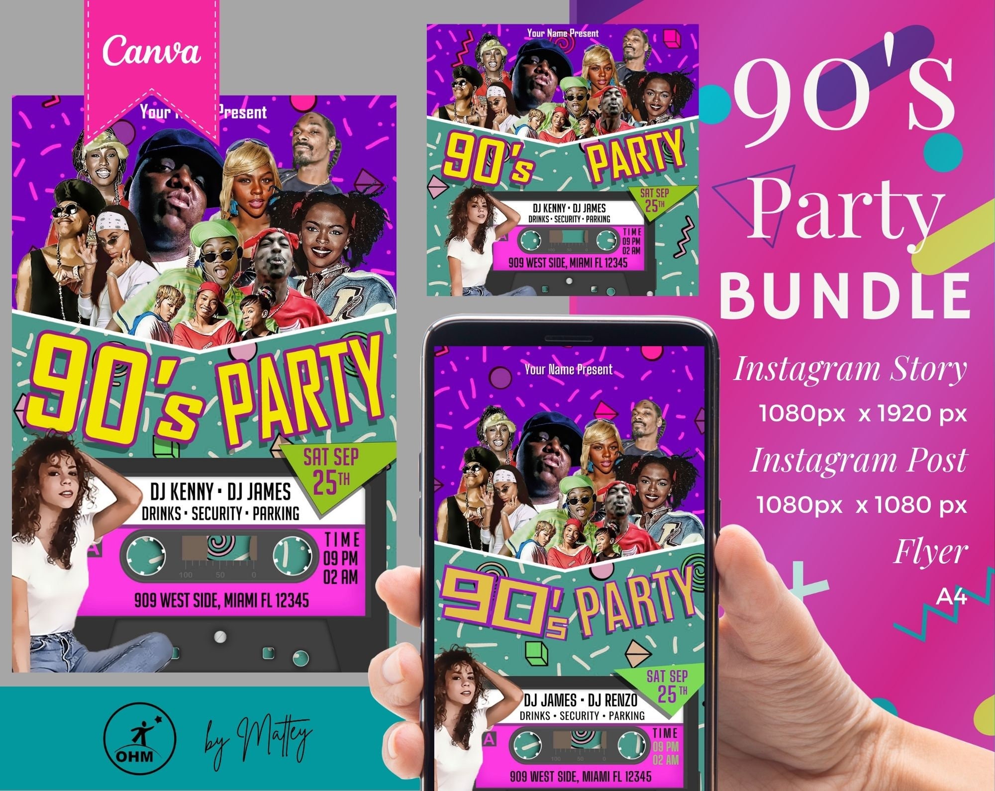 90s Party Invitation, Back 90's Theme, 90's Theme Invite, 90's Hiphop ...