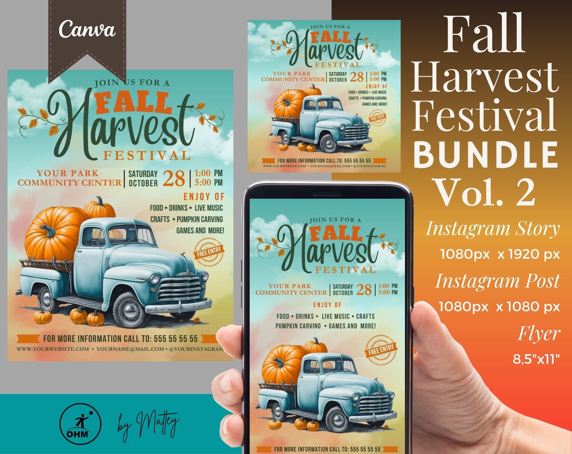 Fall Event Flyer Template, Fall Fest Invite, Fall Fest Concert, Fall ...