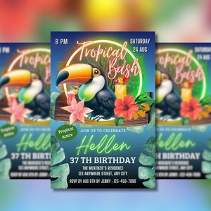 Tropical Bash Flyer, Tropical Bash Canva Flyer, Summer Pool Party ...