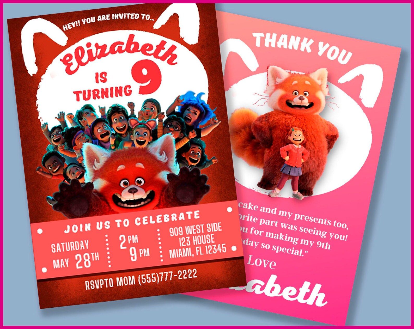 Turning Red Birthday Invitation Template, Editable Flyer, Canva Flyer ...