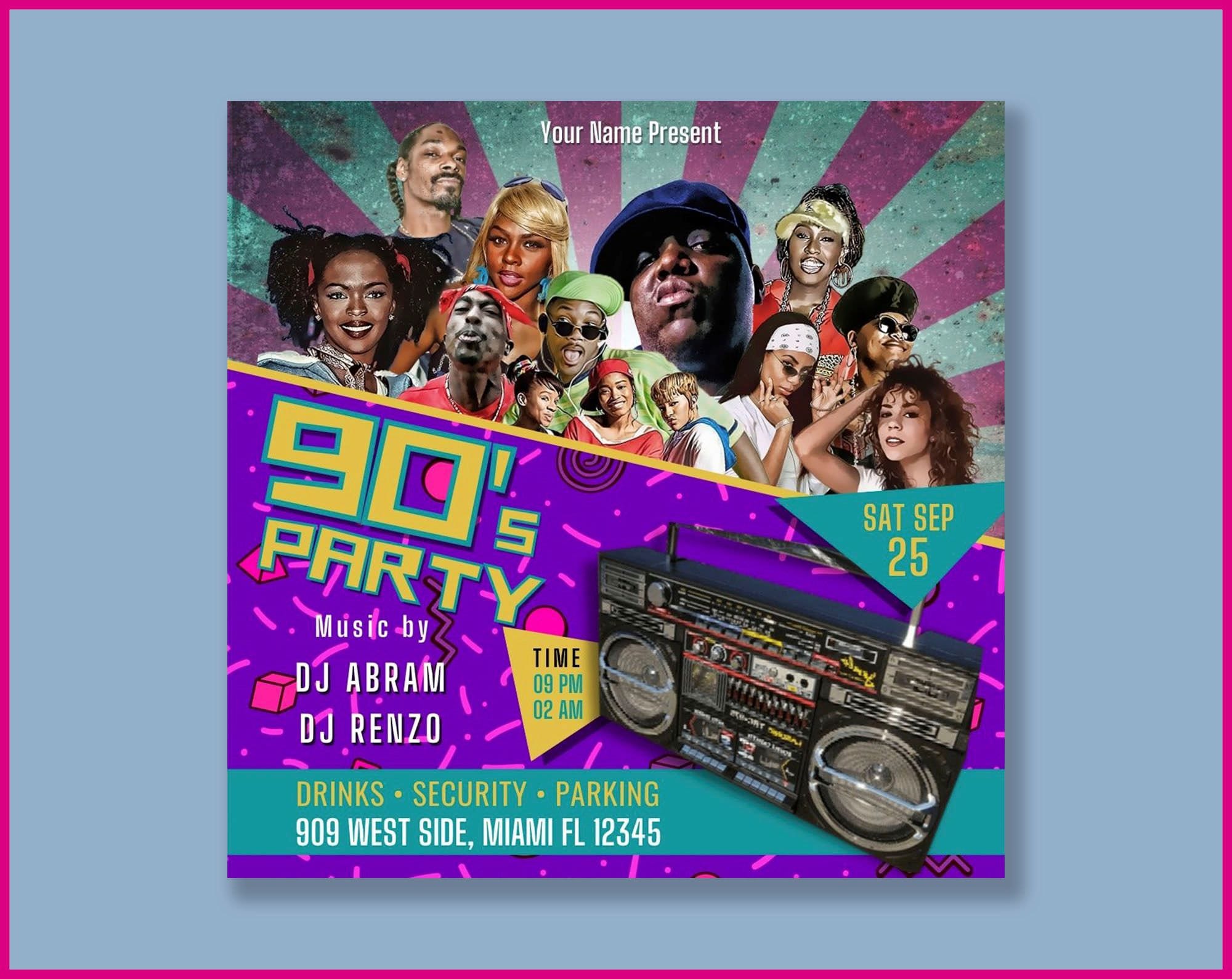 90s Party Invitation, Editable 90s Birthday Invitation,90s Invitations ...
