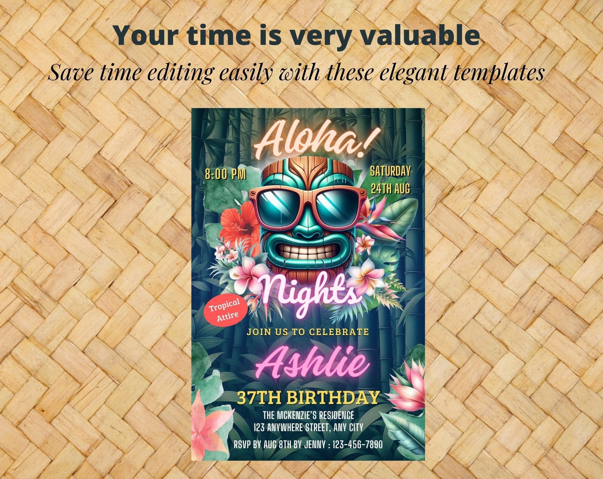 Aloha Nights Flyer, Aloha Nights Canva Flyer, Summer Pool Party ...