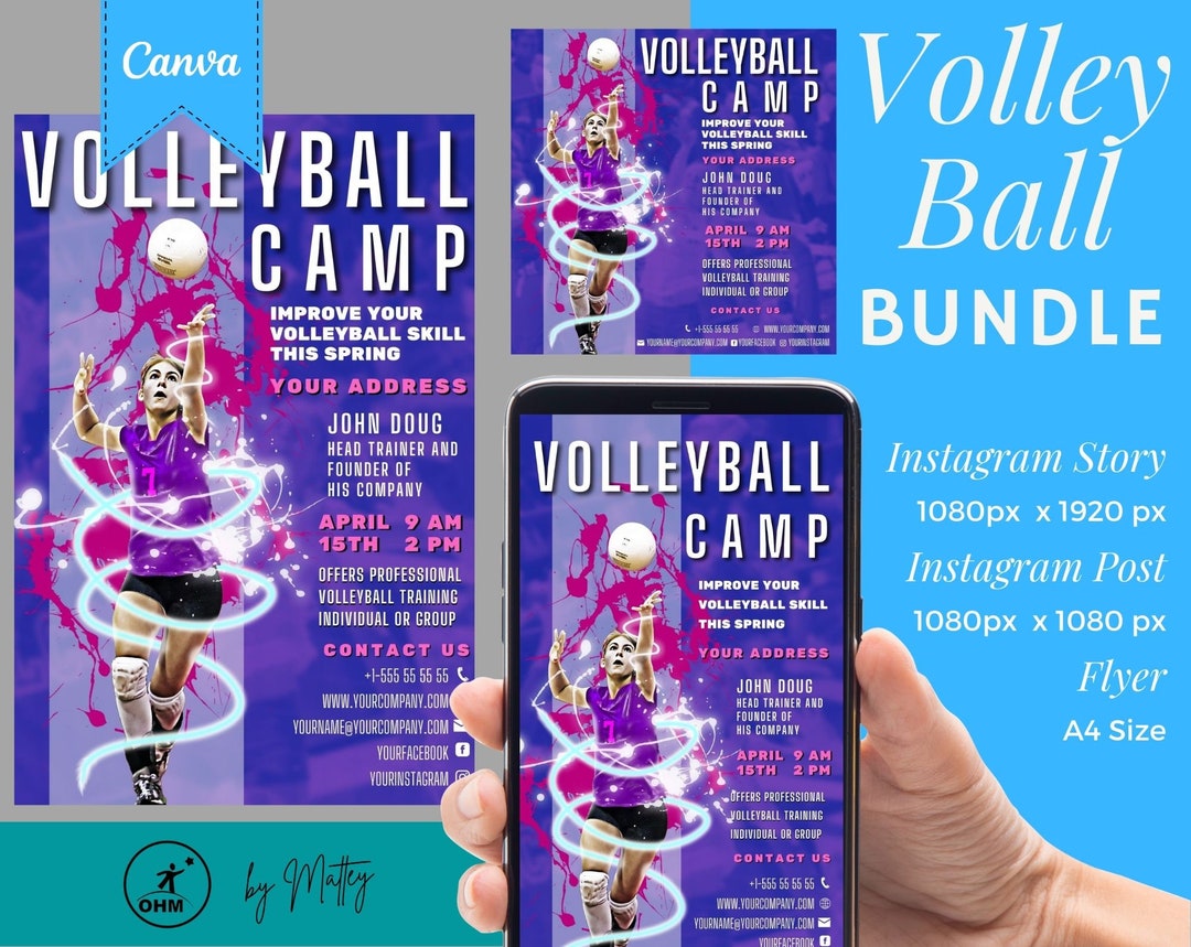 VOLLEYBALL FLYER TEMPLATE, Volleyball Game, Editable Flyer, Diy Flyer ...