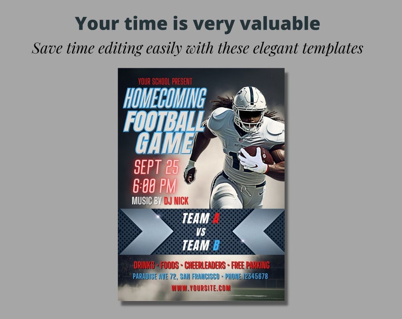 Homecoming Football Flyer Template Homecoming Football Game - Etsy