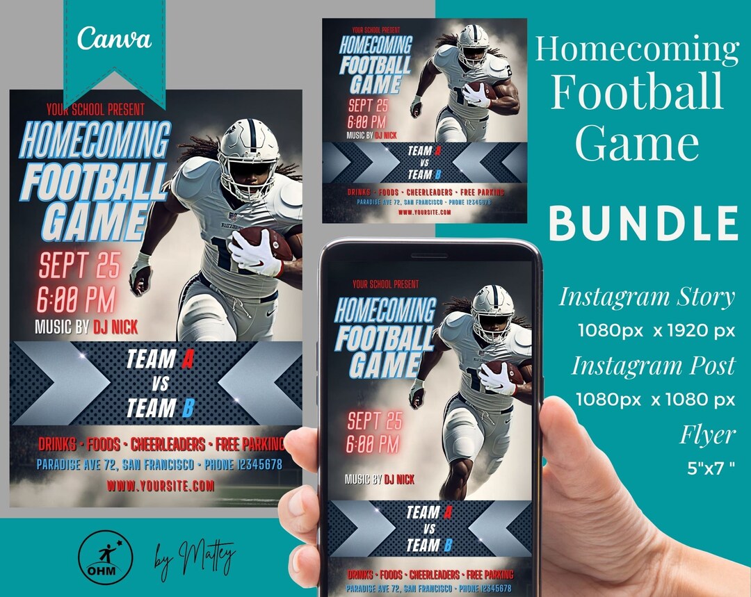 Homecoming Football Flyer Template Homecoming Football Game - Etsy