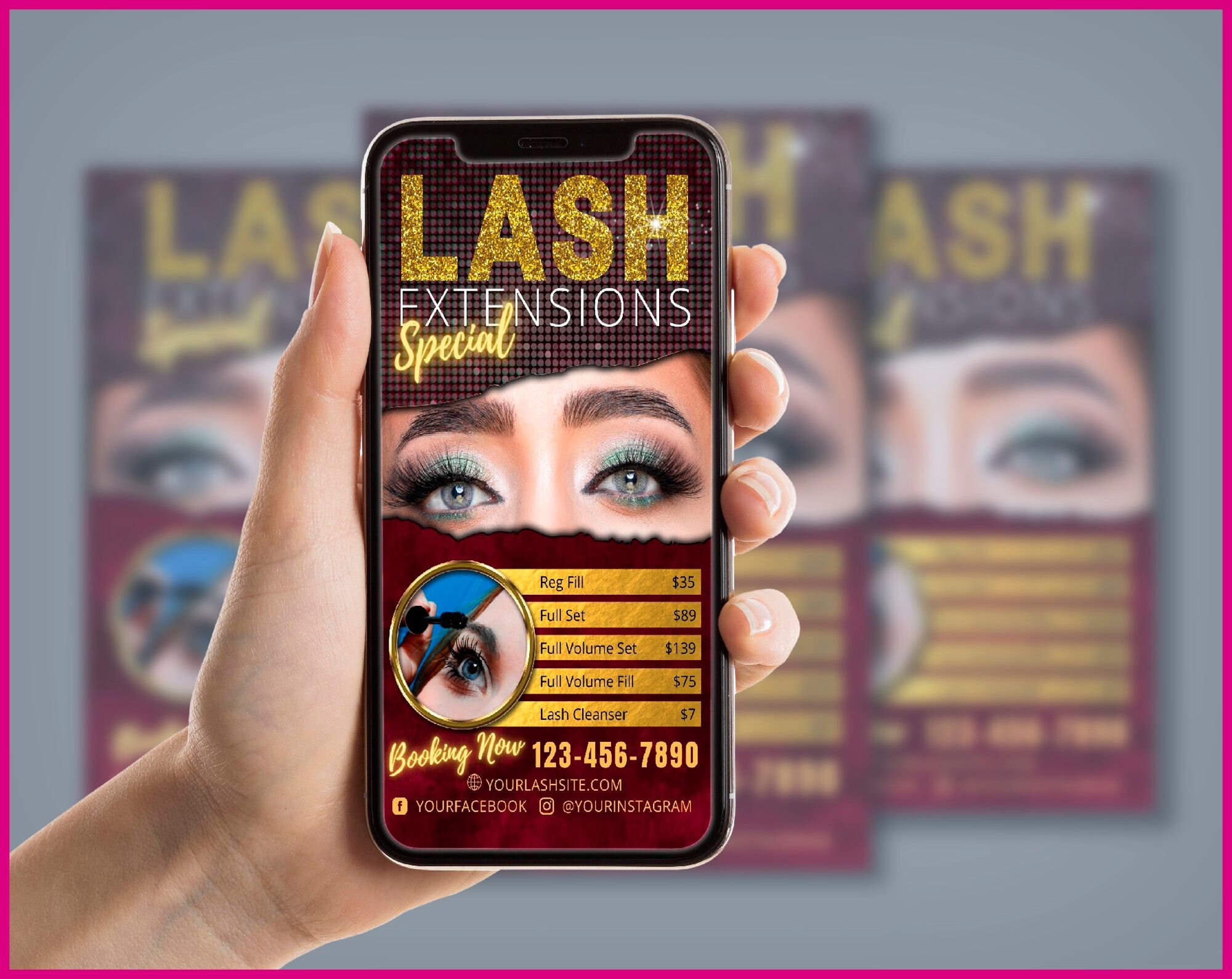 Lash Menu Template , Lash Content, Lash Tech Flyer, Lash Spring Flyer ...