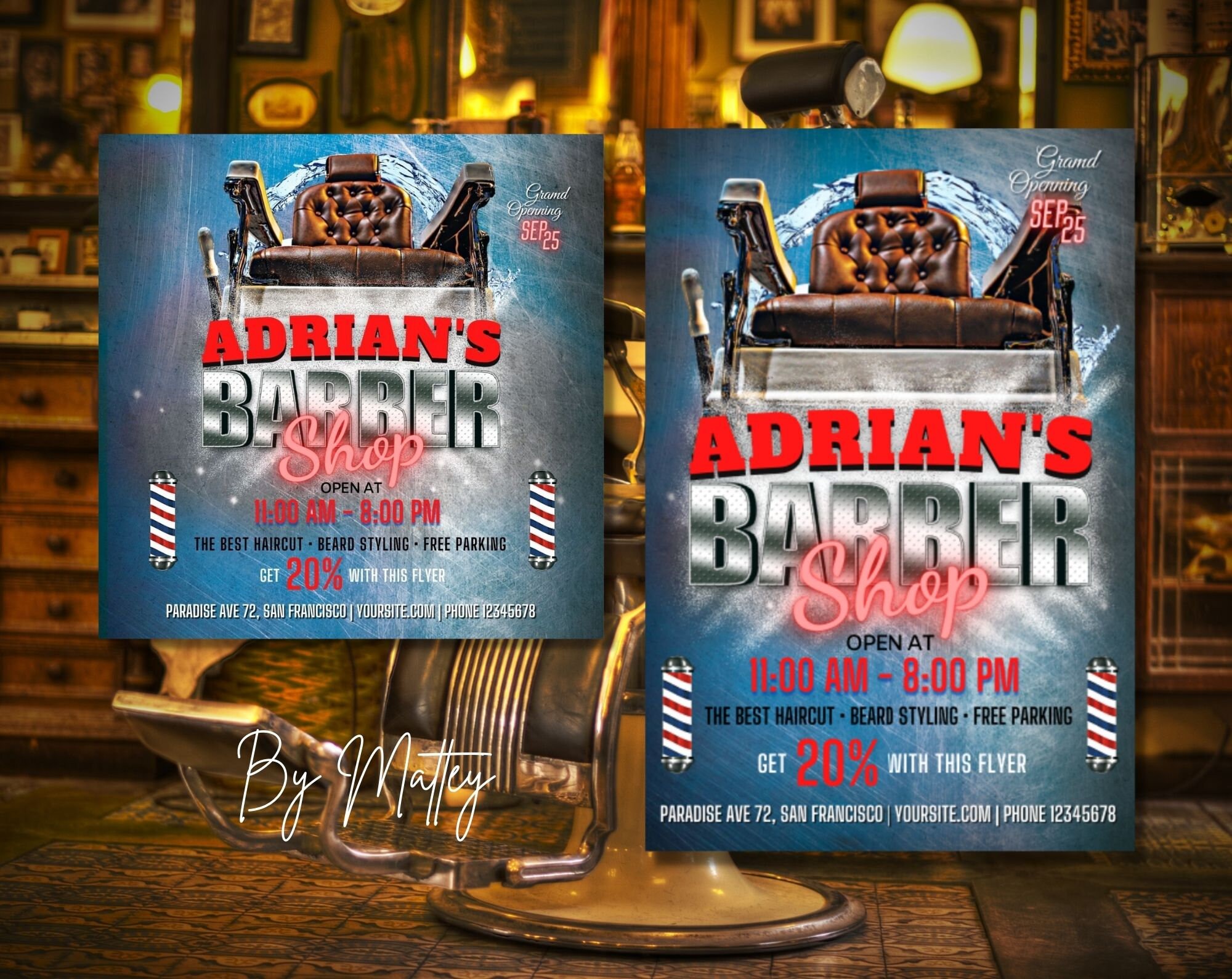 BARBER SHOP FLYER 2 Templates Bundle Barbershop Invitation Lady Barber ...