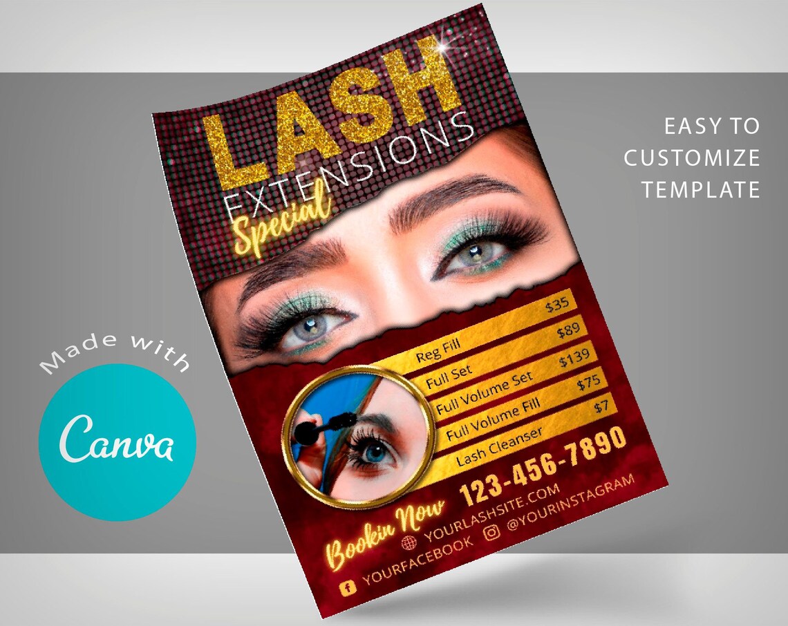 Lash Menu Template , Lash Content, Lash Tech Flyer, Lash Spring Flyer ...
