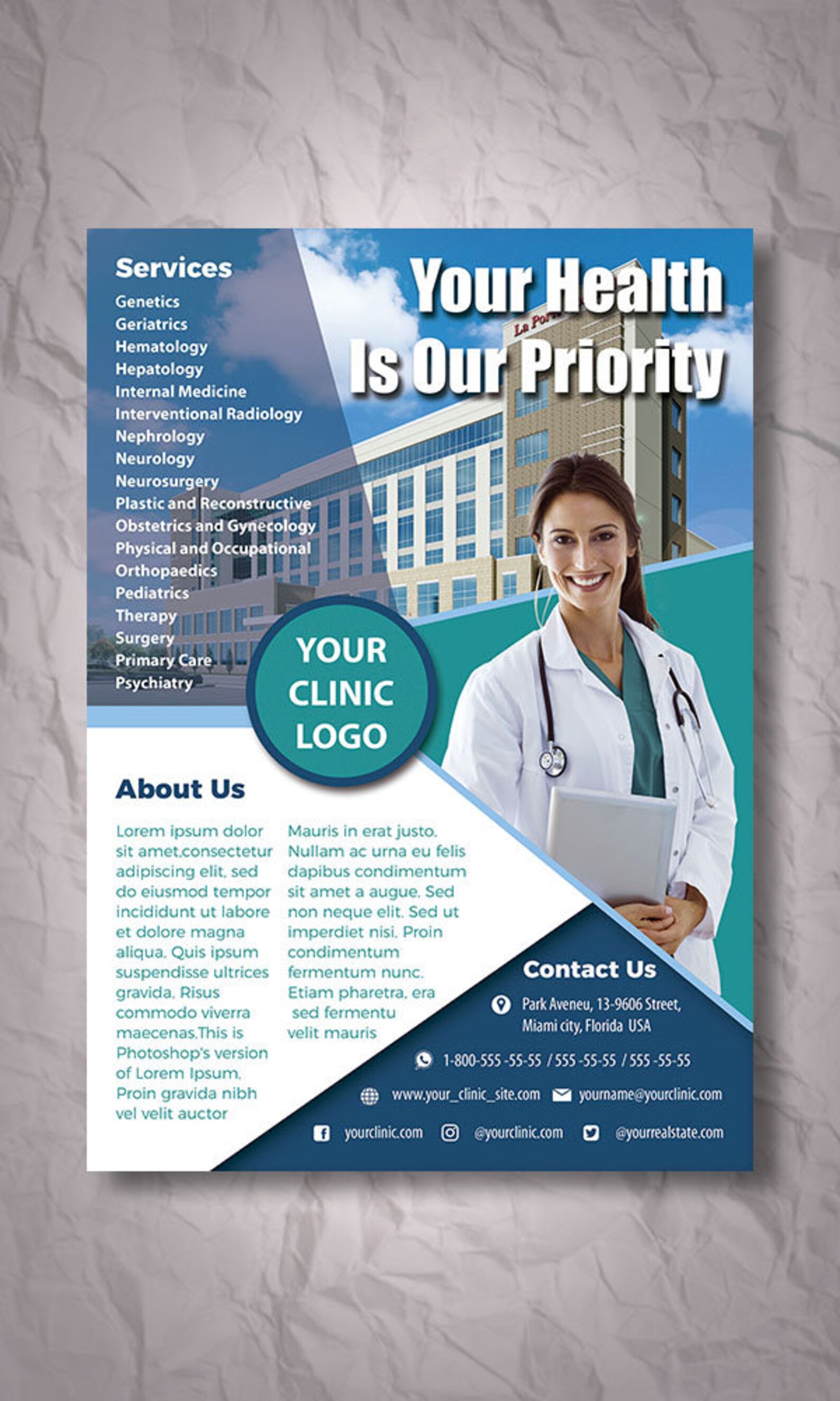 CLINIC MEDICAL FLYER Template Awareness Campaign | Etsy