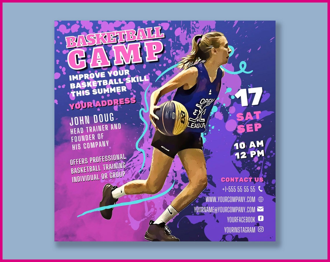 GIRL BASKETBALL FLYER Template Training Template Diy Flyer - Etsy