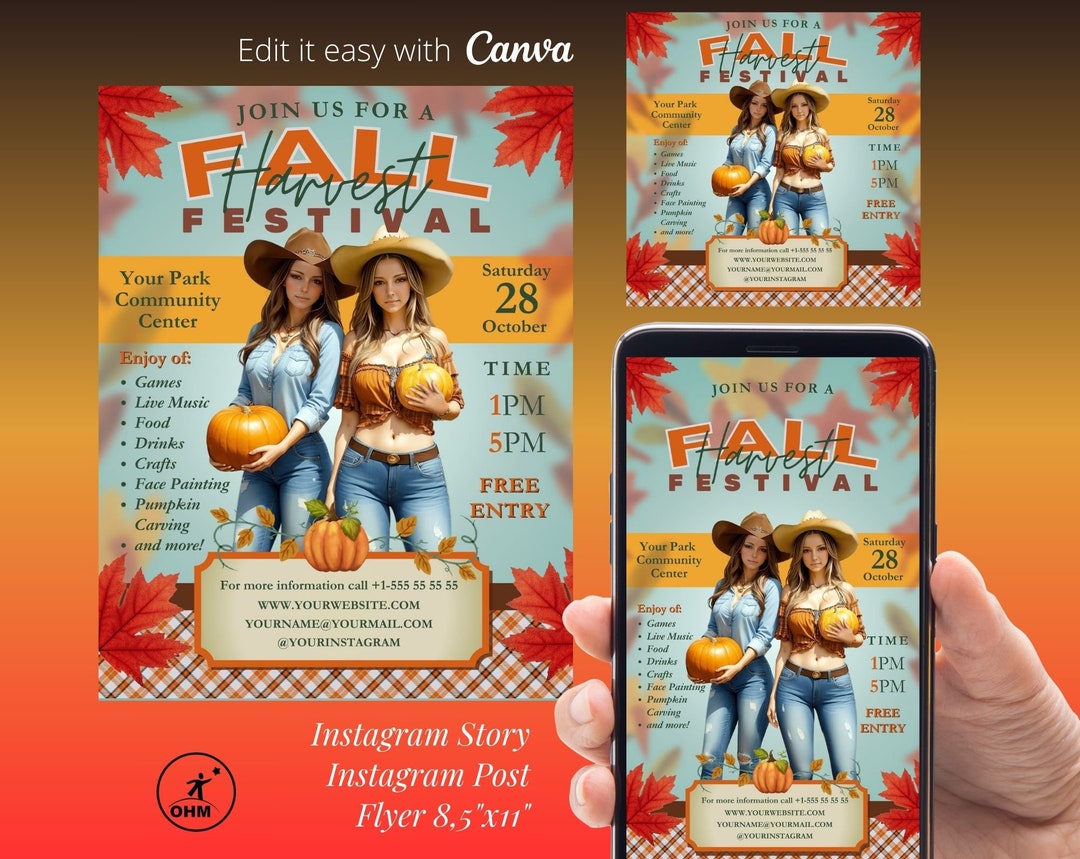 Fall Harvest Festival Flyer, Fall Event Flyer Template, Fall Fest ...