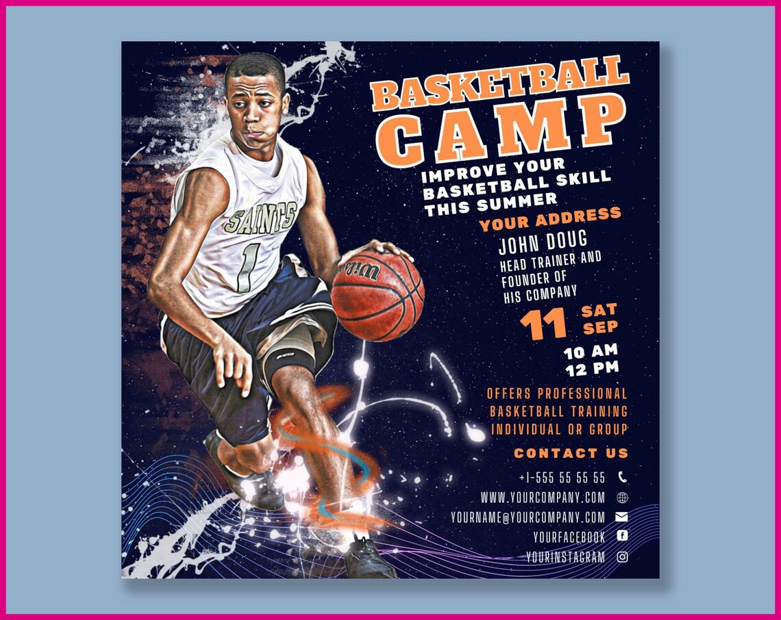BASKETBALL FLYER TEMPLATE Night Edition Training Template - Etsy