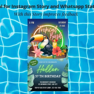 Tropical Bash Flyer, Tropical Bash Canva Flyer, Summer Pool Party ...
