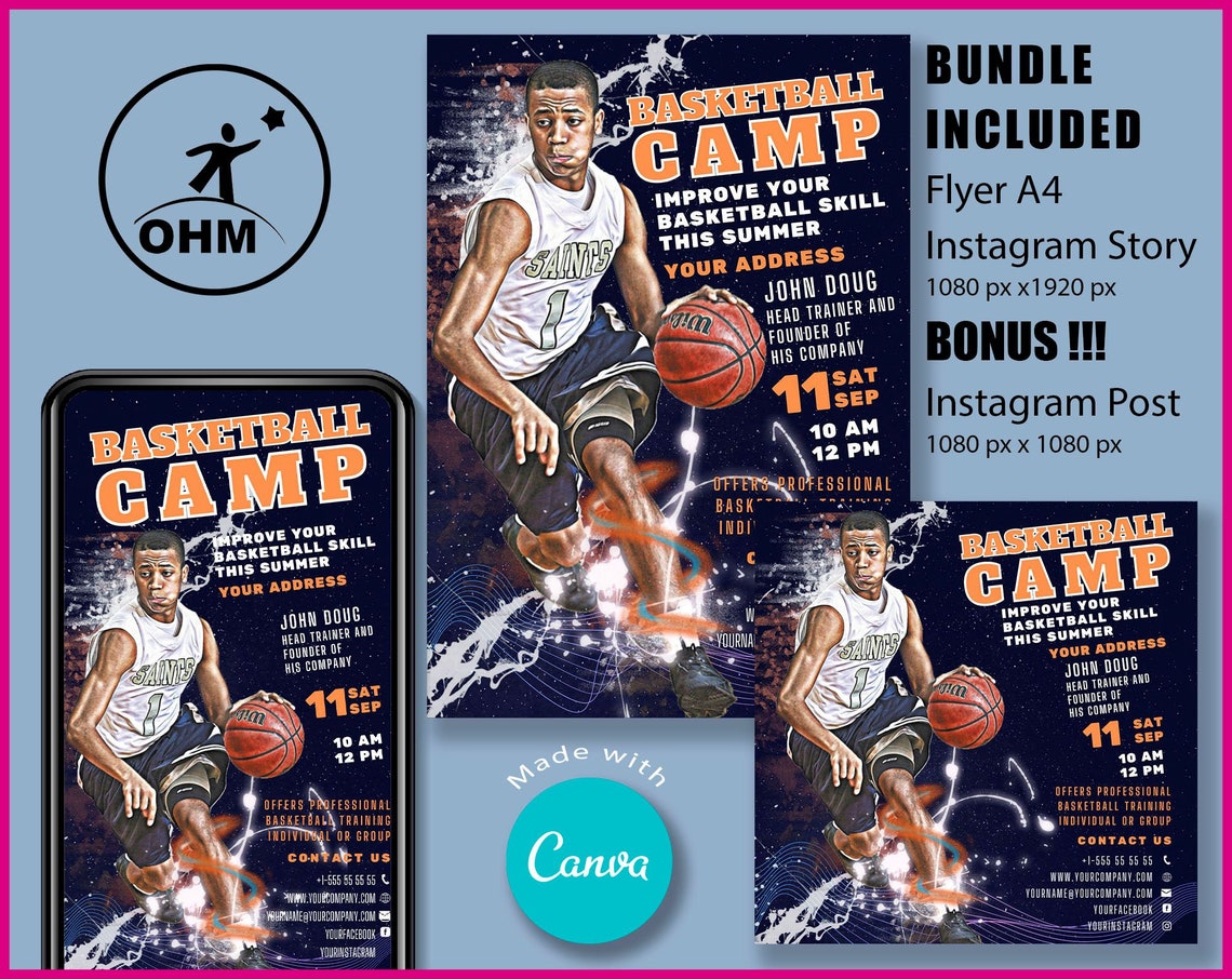 BASKETBALL FLYER TEMPLATE Night Edition Training Template - Etsy