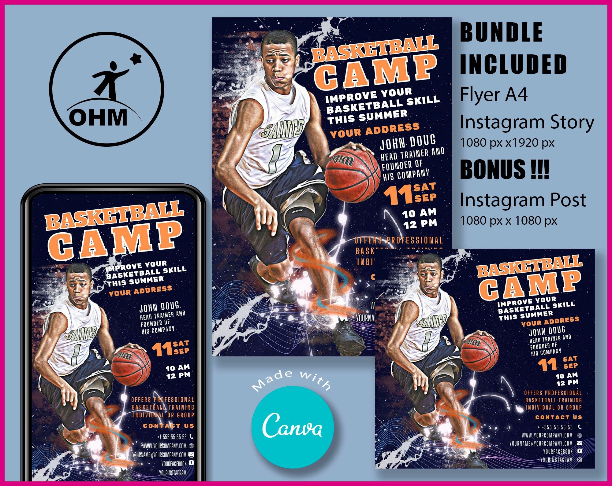 BASKETBALL FLYER TEMPLATE Night Edition Training Template - Etsy