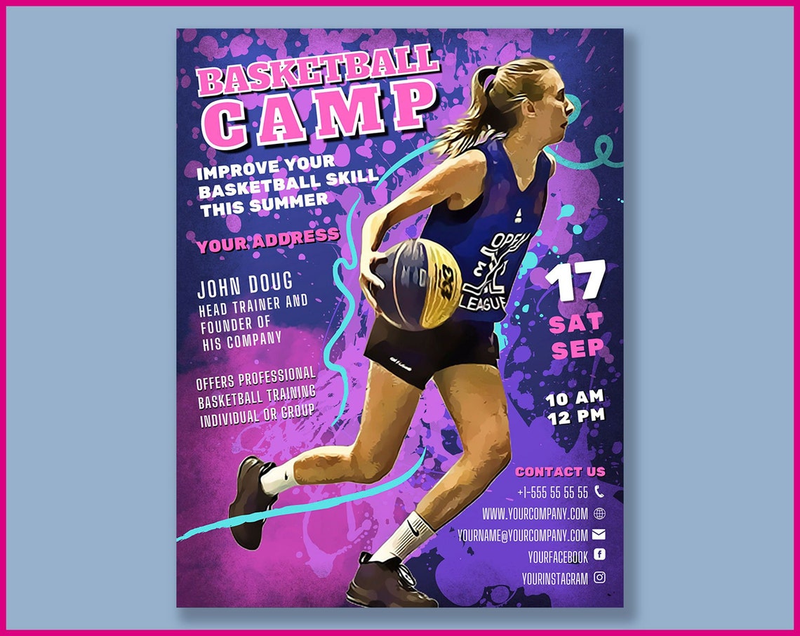 GIRL BASKETBALL FLYER Template Training Template Diy Flyer - Etsy