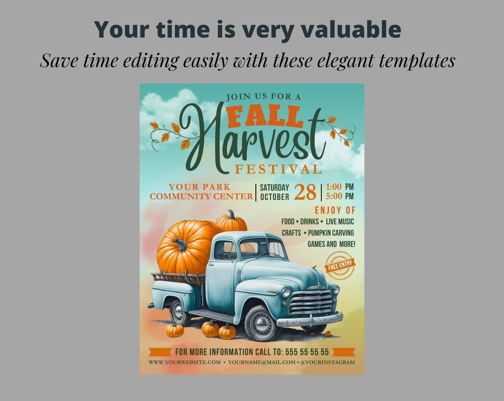 Fall Event Flyer Template, Fall Fest Invite, Fall Fest Concert, Fall ...