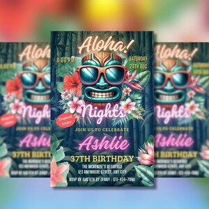 Aloha Nights Flyer, Aloha Nights Canva Flyer, Summer Pool Party ...