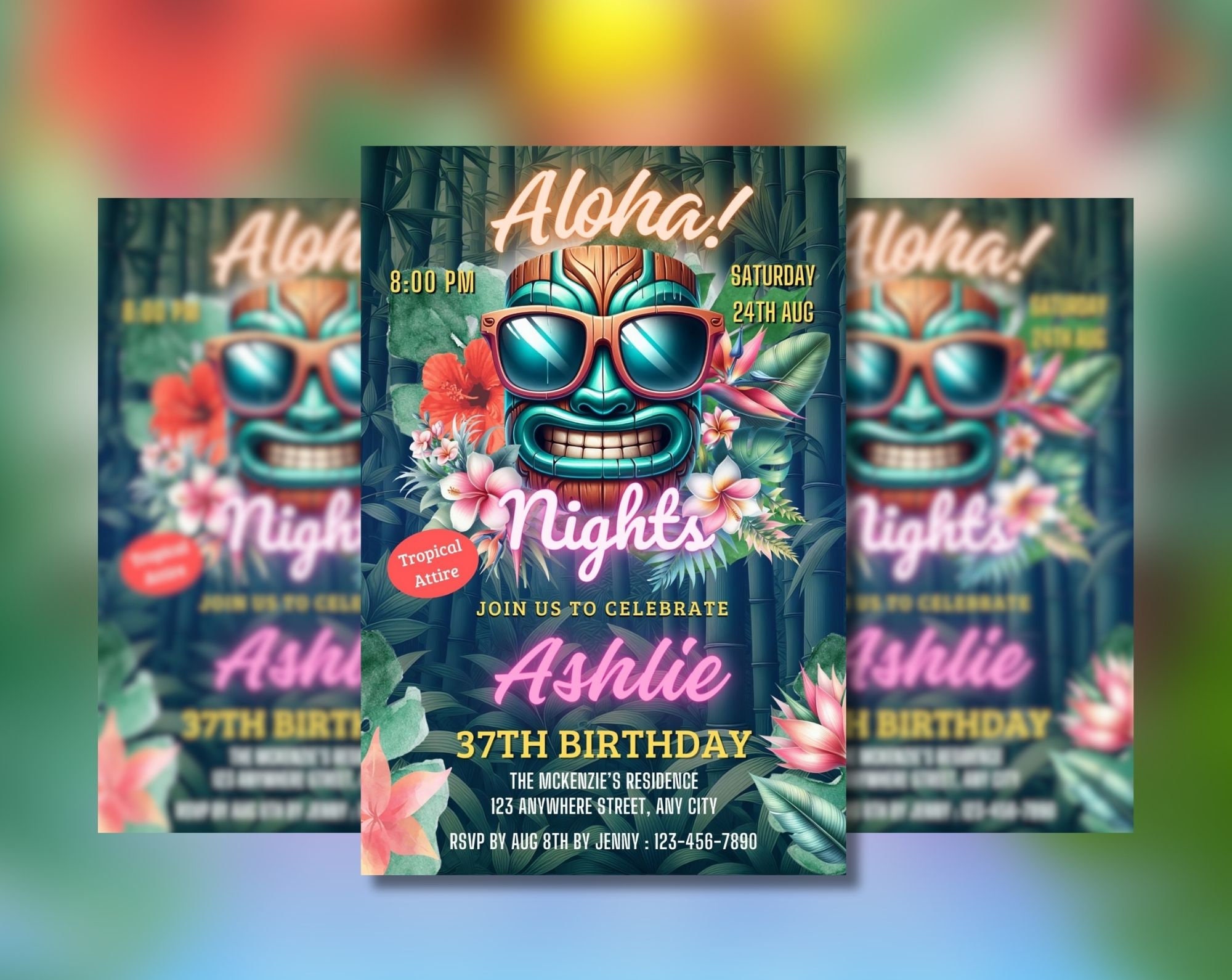 Aloha Nights Flyer, Aloha Nights Canva Flyer, Summer Pool Party ...