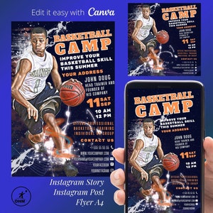 BASKETBALL FLYER TEMPLATE, Night Edition, Training Template, Editable ...