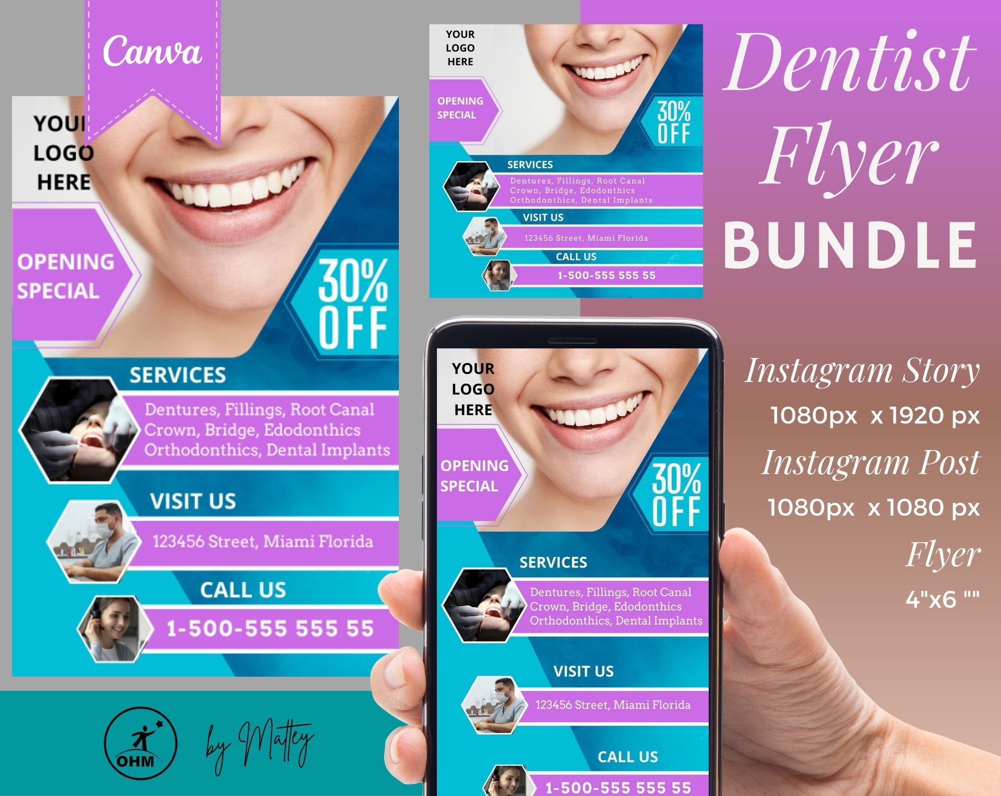 DENTIST FLYER TEMPLATE, Dental Canva Flyer Template, Dental Flyer ...