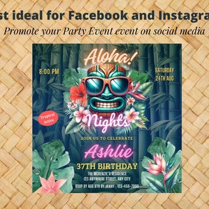 Aloha Nights Flyer, Aloha Nights Canva Flyer, Summer Pool Party ...