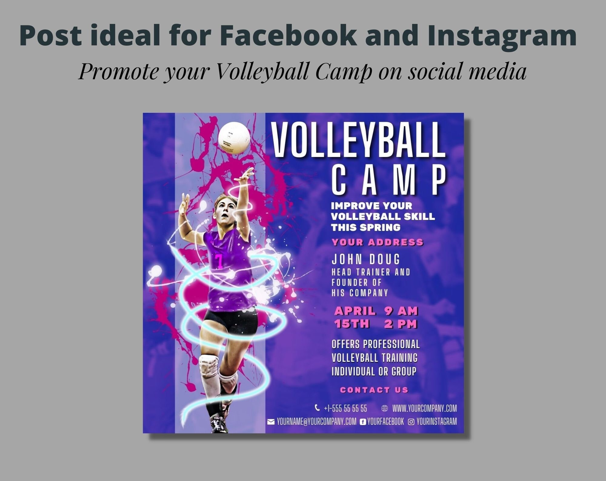 VOLLEYBALL FLYER TEMPLATE, Volleyball Game, Editable Flyer, Diy Flyer ...