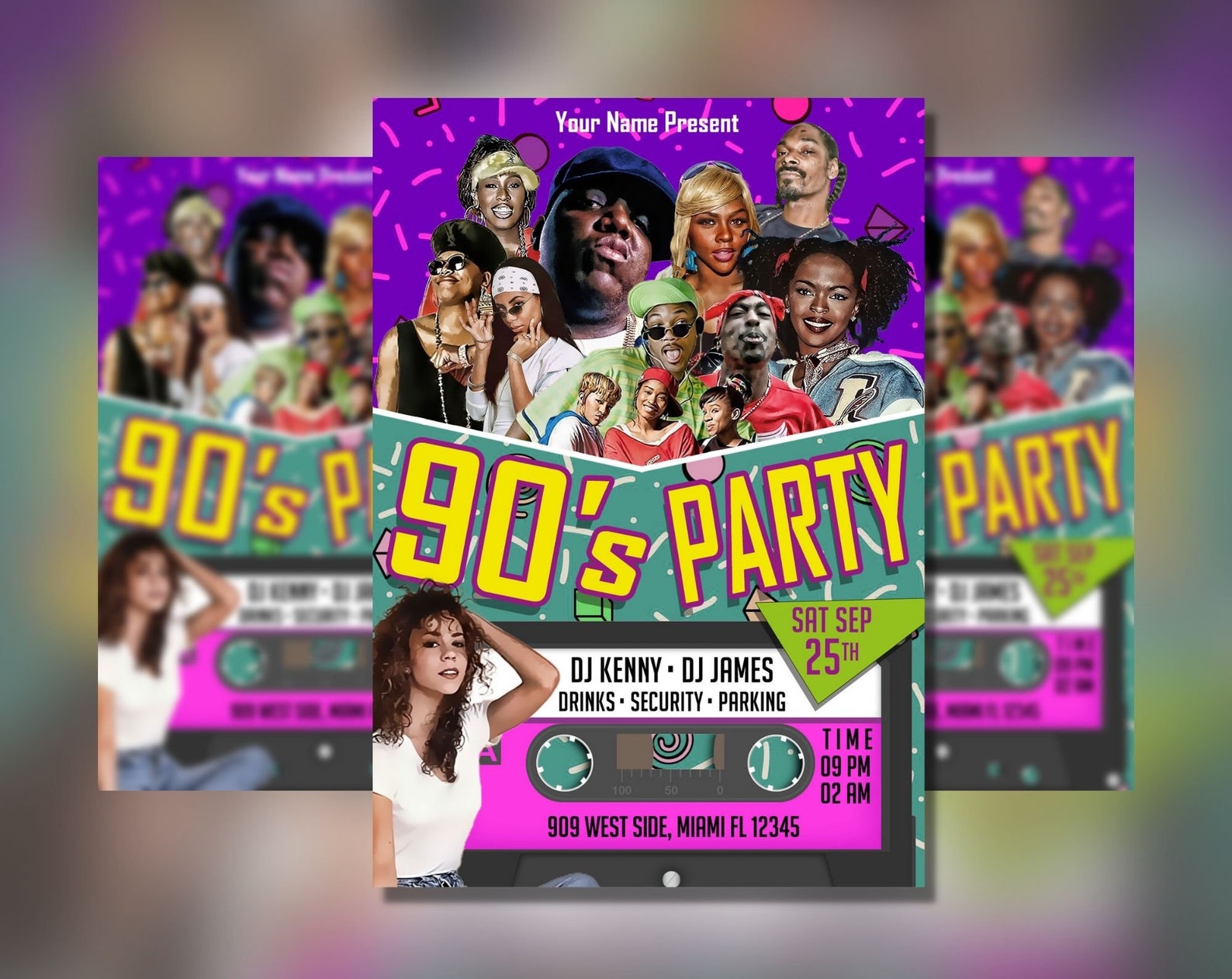 90s Party Invitation, Back 90's Theme, 90's Theme Invite, 90's Hiphop ...