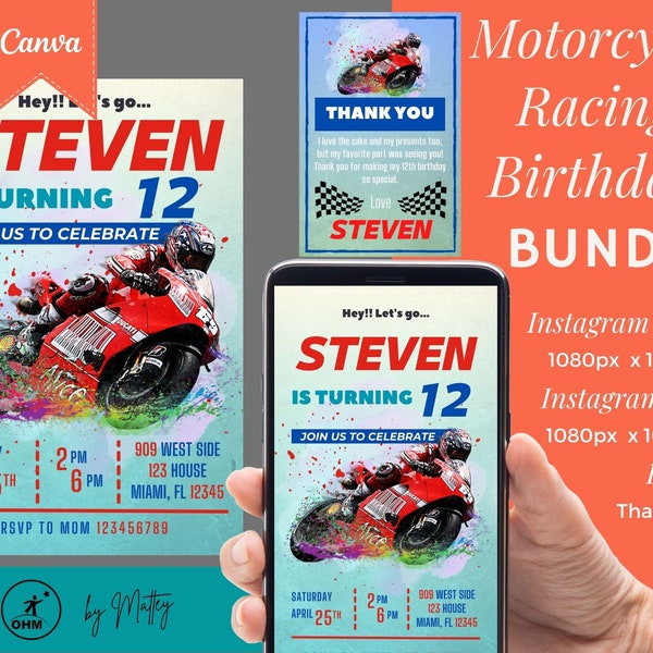 Motorcycle invite - Etsy France