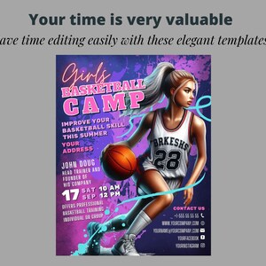 GIRL BASKETBALL FLYER Template, Training Template , Diy Flyer ...