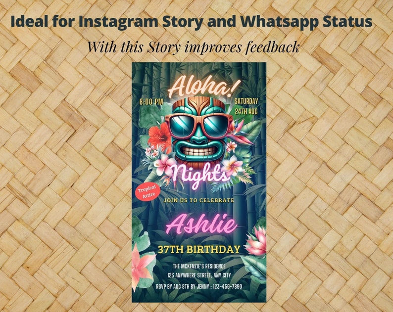 Aloha Nights Flyer, Aloha Nights Canva Flyer, Summer Pool Party ...