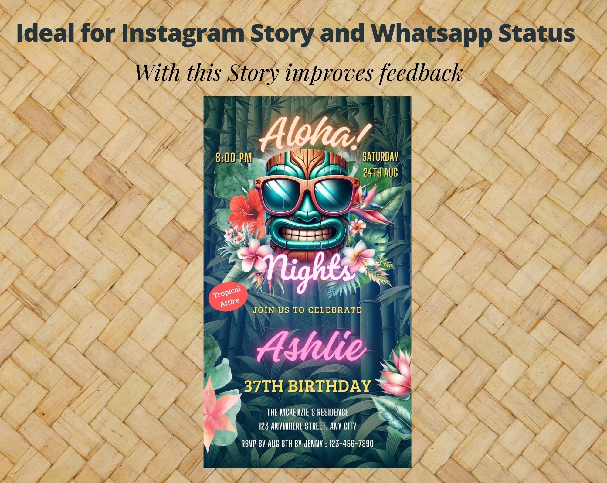 Aloha Nights Flyer, Aloha Nights Canva Flyer, Summer Pool Party ...