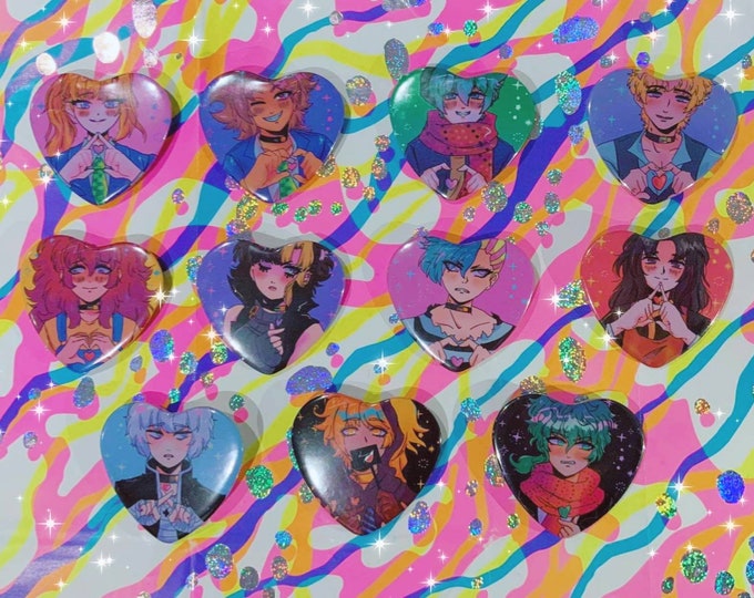 YTTD - 2.25" Heart Badges - Visual Novel | Anime Gift | Ita Bag Badge ...