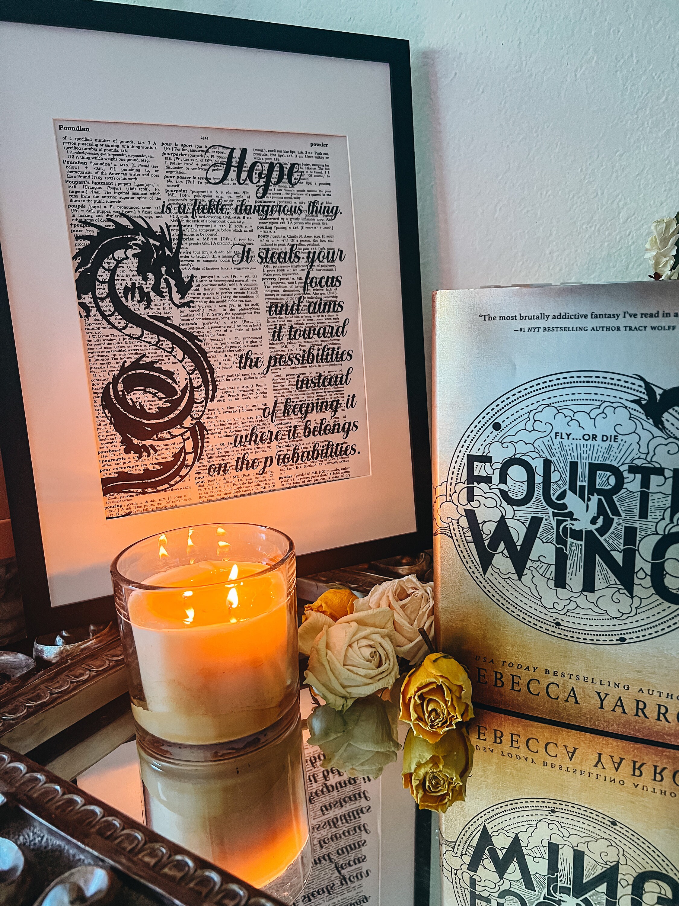 Fourth Wing, Hope, Rebecca Yarros, Dragon, Dictionary Print, Vintage ...