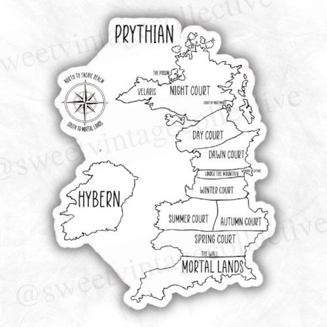 Prythian Map Sticker, ACOTAR, Rhysand, Az, A Court of Thorns and Roses ...