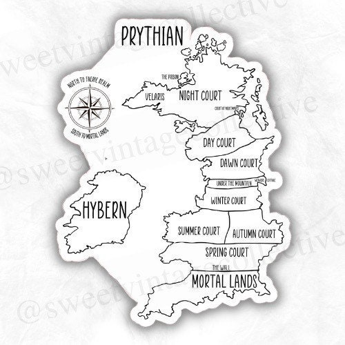 Prythian Map Sticker, ACOTAR, Rhysand, Az, A Court of Thorns and Roses ...