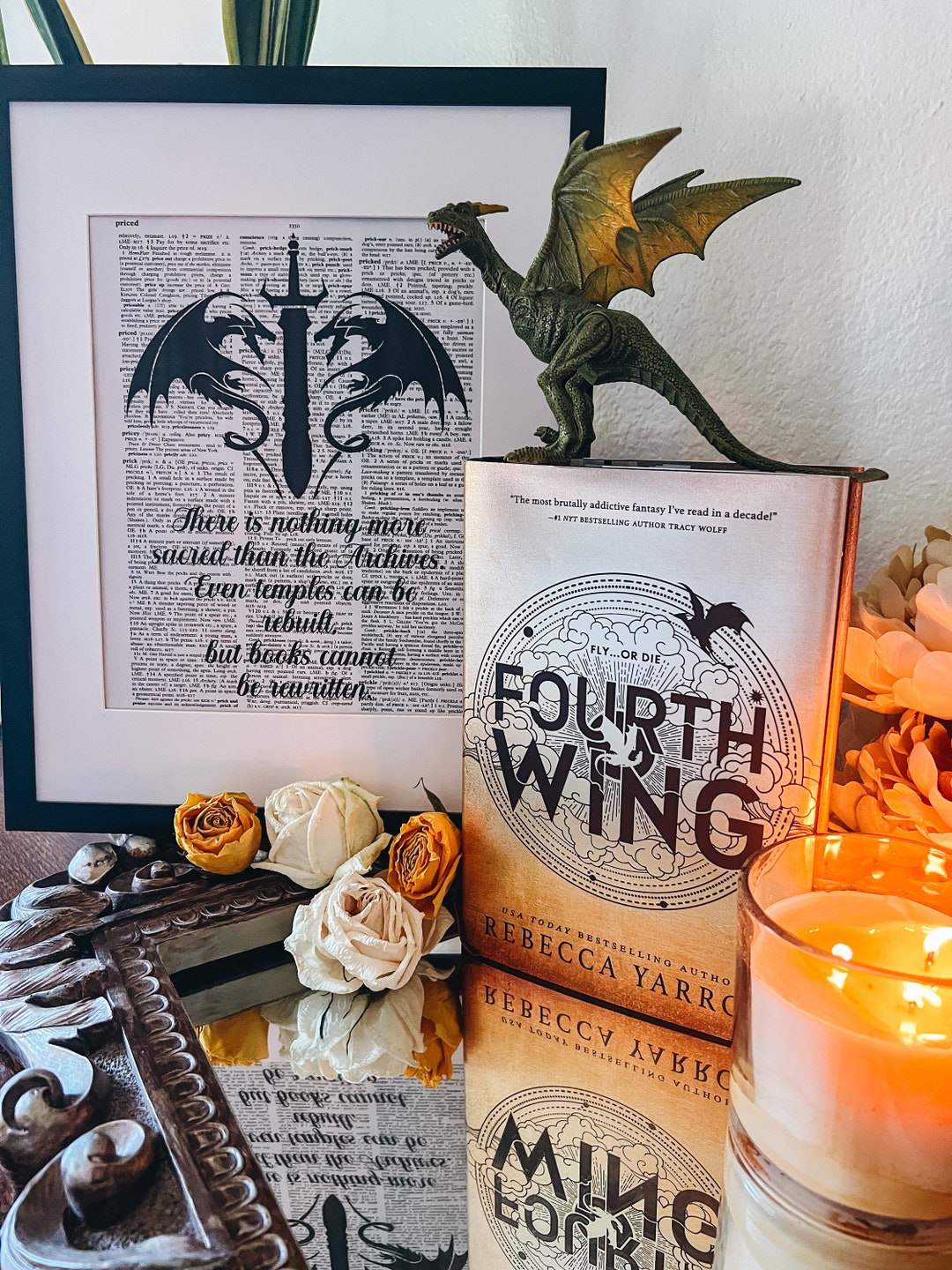 Fourth Wing, the Archives, Rebecca Yarros, Dragon, Dictionary Print ...