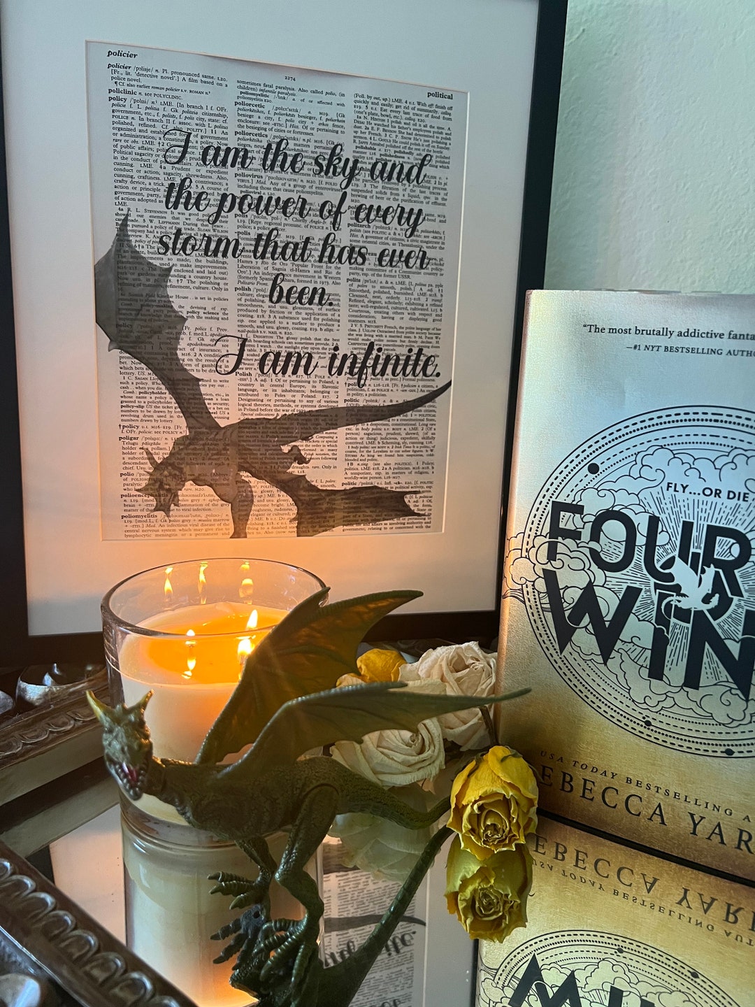 Fourth Wing, I Am Infinite, Rebecca Yarros, Dragon, Dictionary Print ...