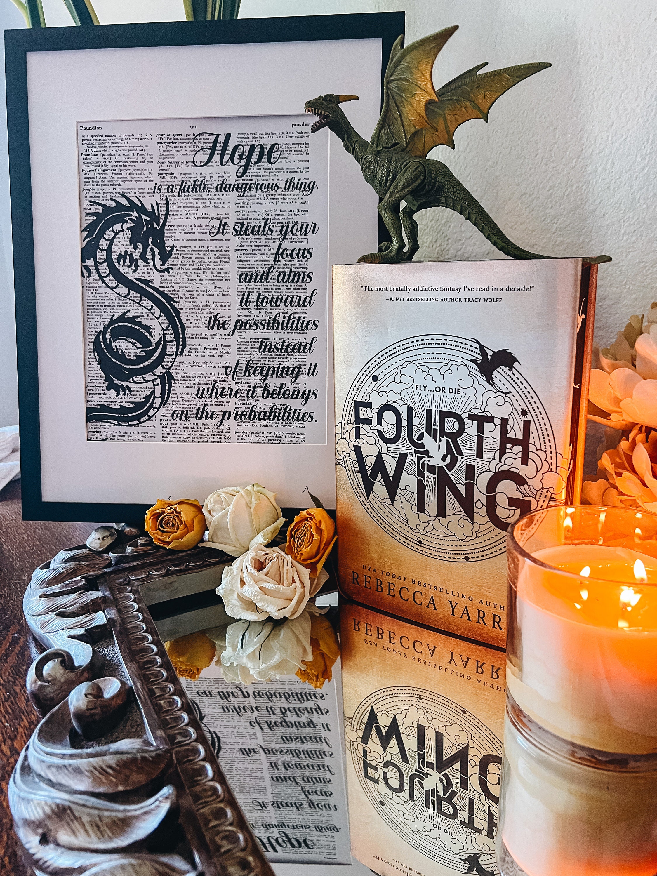 Fourth Wing, Hope, Rebecca Yarros, Dragon, Dictionary Print, Vintage ...