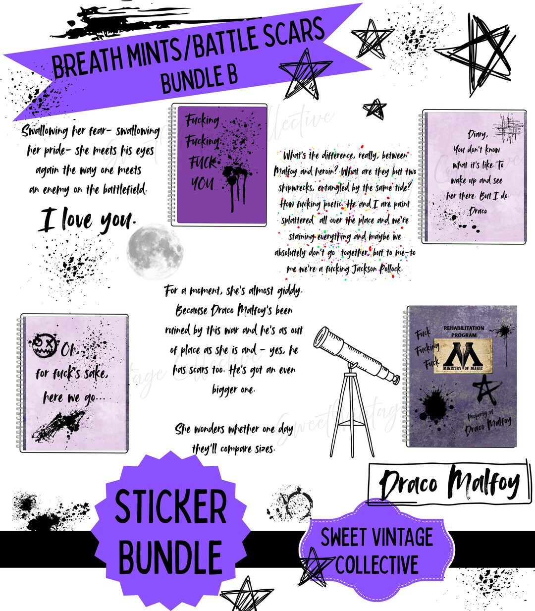 Breath Mints Battle Scars Sticker Bundle | B | Dramione | Bookish ...