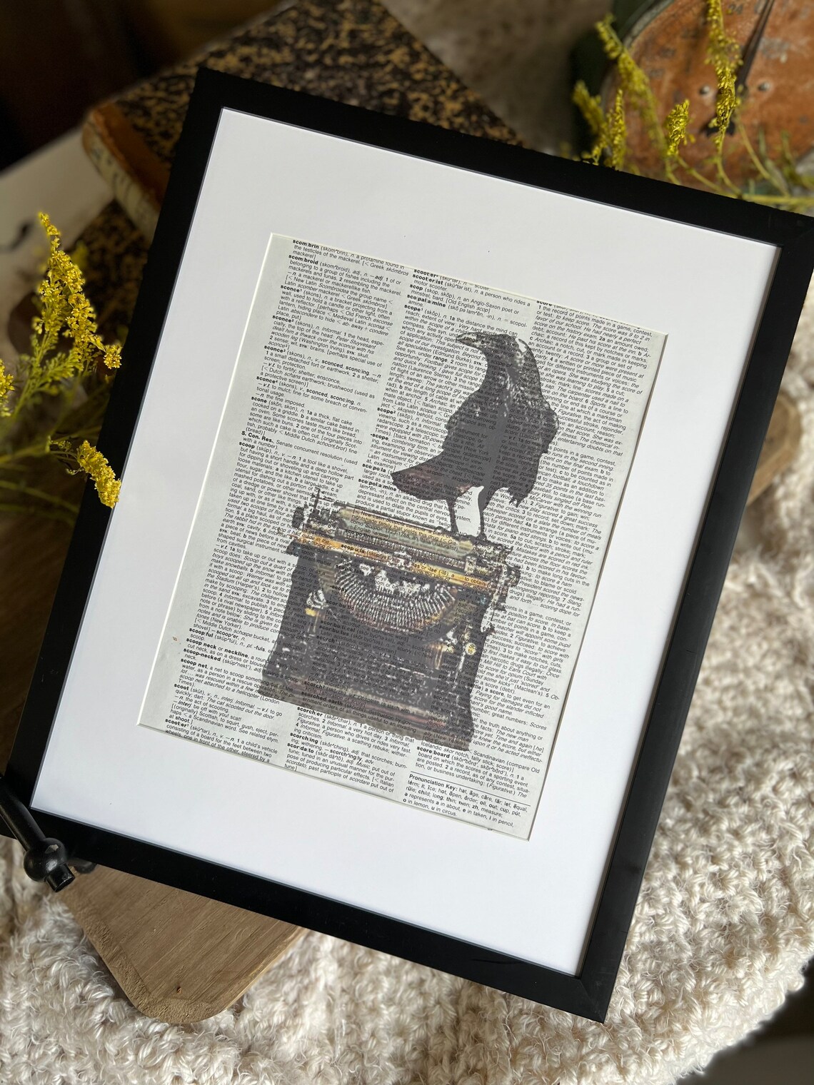 Writing Raven, Vintage Dictionary Print, Crow on Typewriter, Book Art ...
