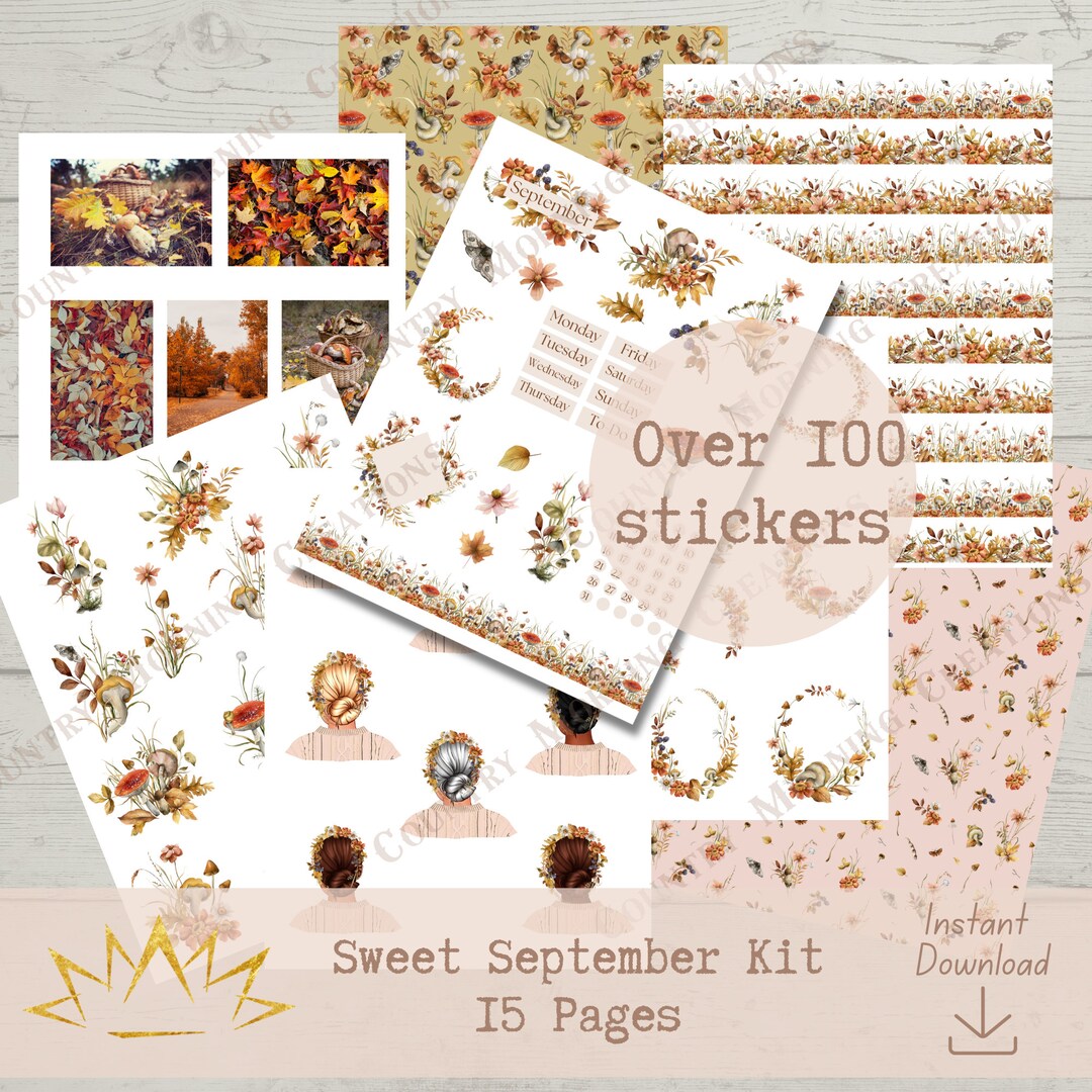 Sweet September, Planner, Stickers, Fussy Cut, Planner Girls, Flowers ...