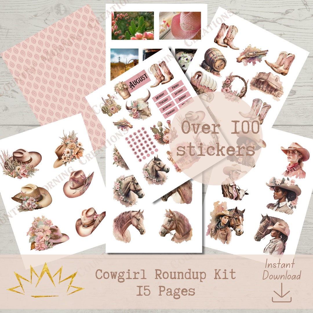Cowgirl Western Roundup Full Planner Kit,stickers,planner Stickers ...