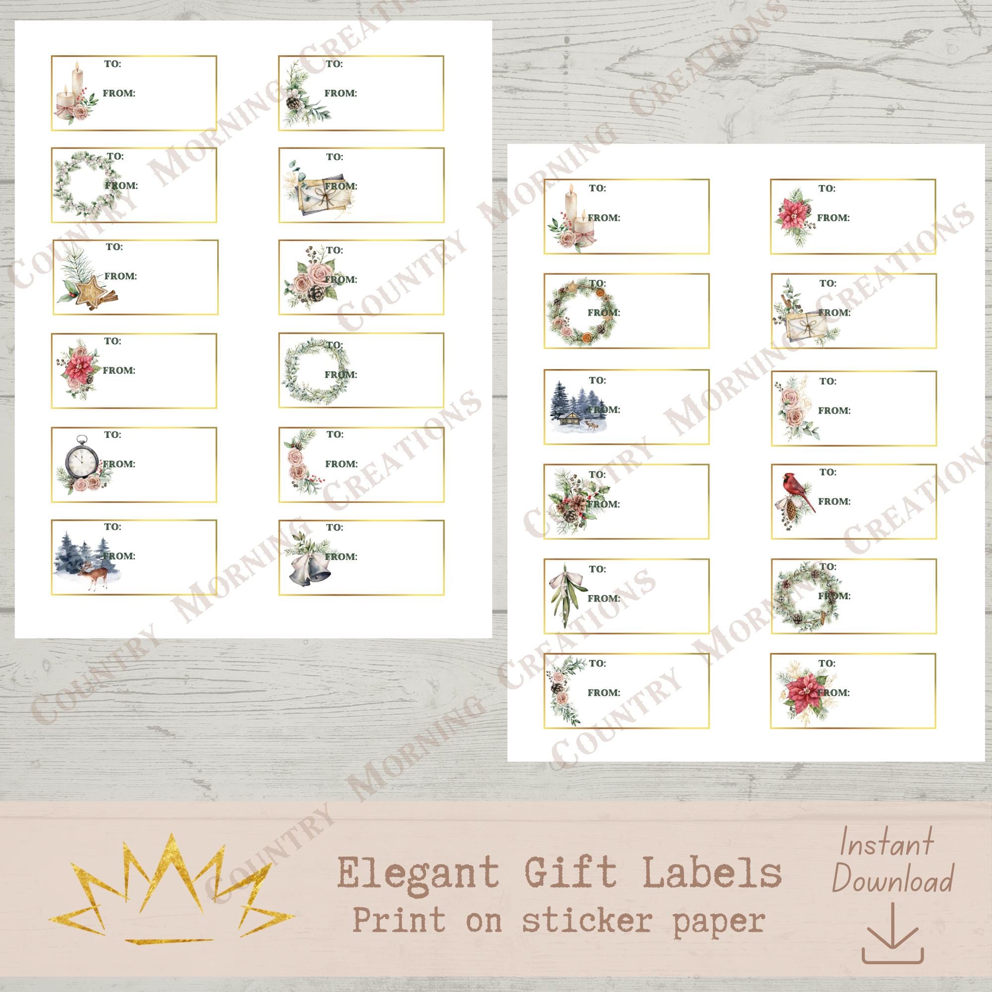Elegant Christmas Labels and Washi, Labels, Washi, DIY, Digital ...