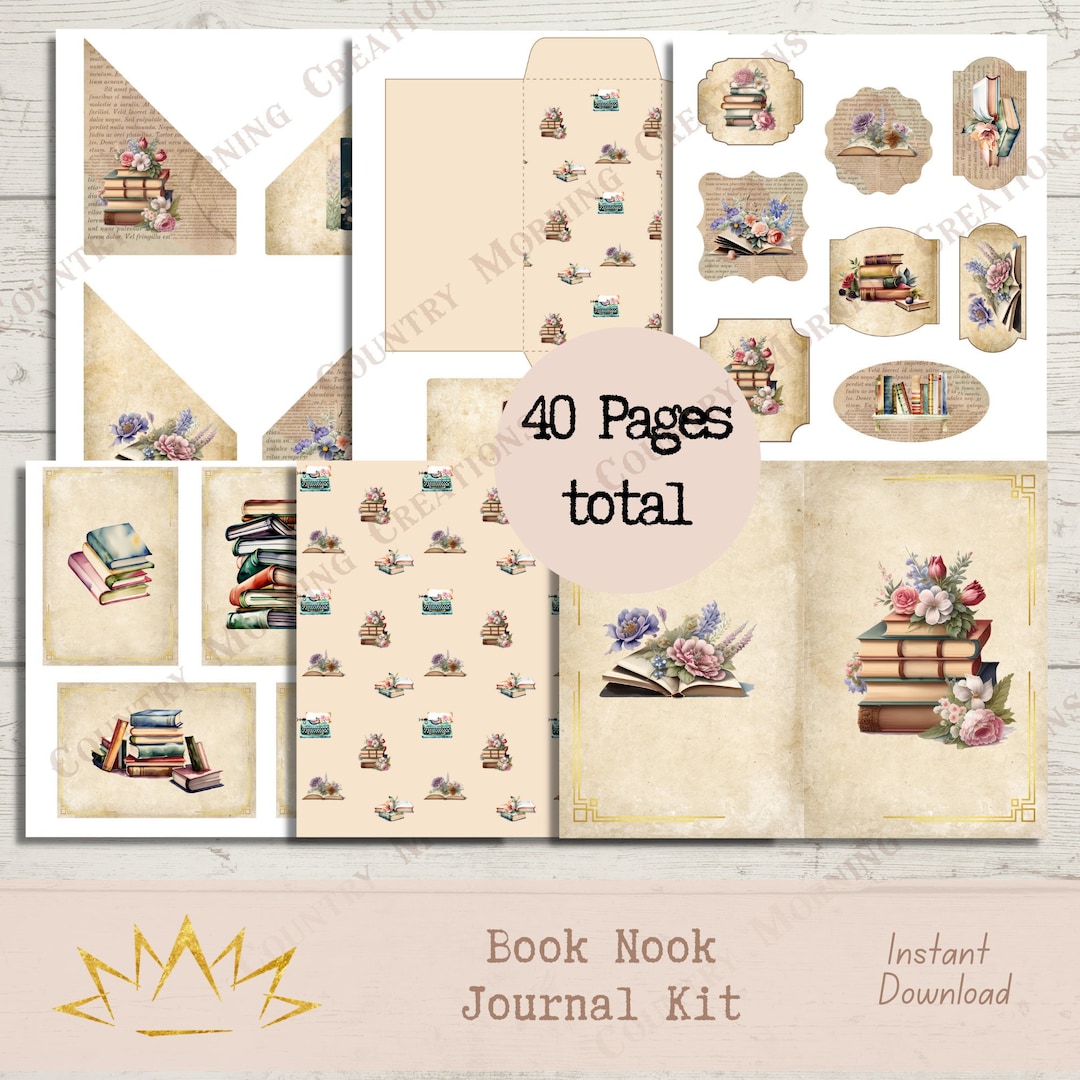 Book Nook Journal Kit, Junk Journal, Bibliophile, Book, Journal ...