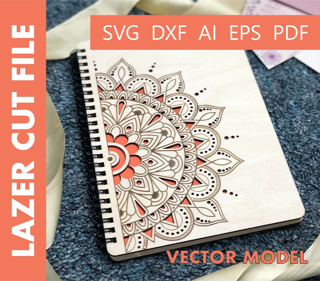 Mandala Wooden Notebook Cover / Wooden Laser Cut / Digital Files ...