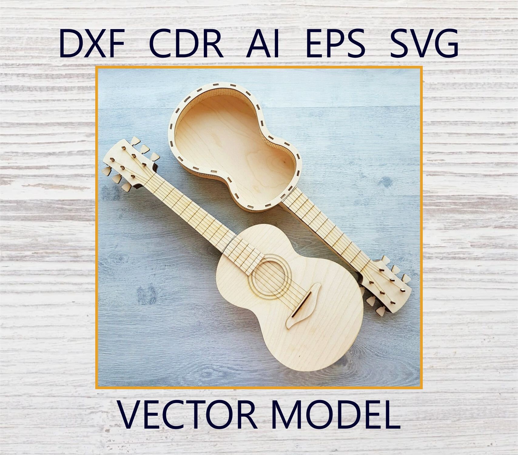 Guitar / box / decorations / wooden laser cut / vector model | Etsy